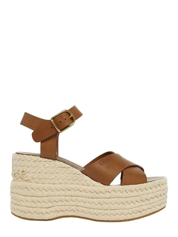 Chloé Isla Wedge Espadrille Sandals - Ginger Brown