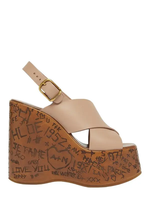 Chloé Maxime Leather Crisscross Platform Wedges - Blush Pink