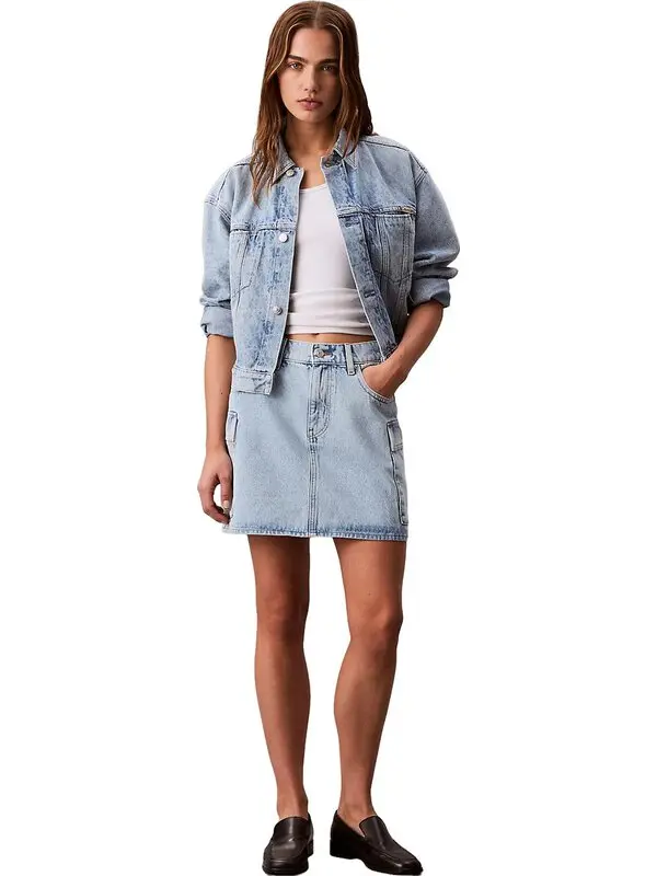 Calvin Klein Denim Cargo Mini Skirt - Ck Light Indigo