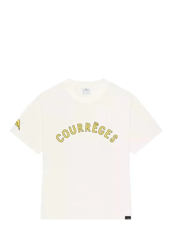 COURREGES Logo-print T-shirt - Neutrals
