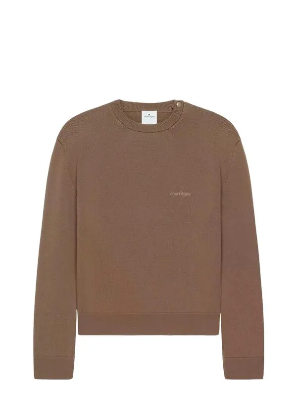 COURREGES Crew Neck Embroidered Sweatshirt - Brown
