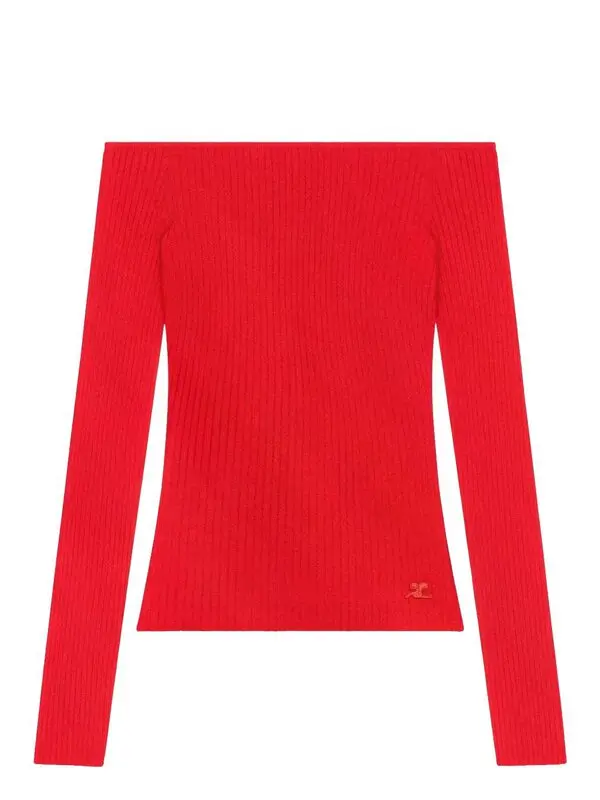 COURREGES Ribbed Off-shoulder Top - Red