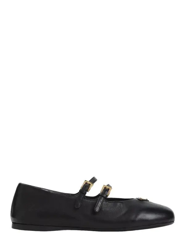 Prada Double-buckle Leather Ballet Flats - Black