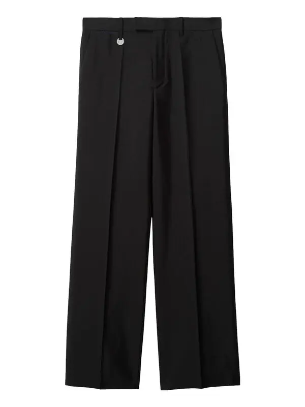 Burberry Wool And Silk Blend Trousers - Black