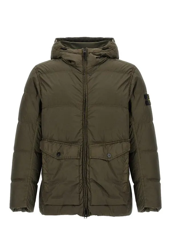 Stone Island Crinkle Reps Ny Padded Parka - Green