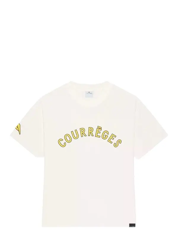 COURREGES Logo-print T-shirt - Neutrals