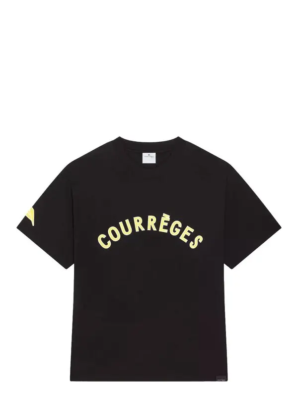 COURREGES Logo-print Short-sleeve T-shirt - Black