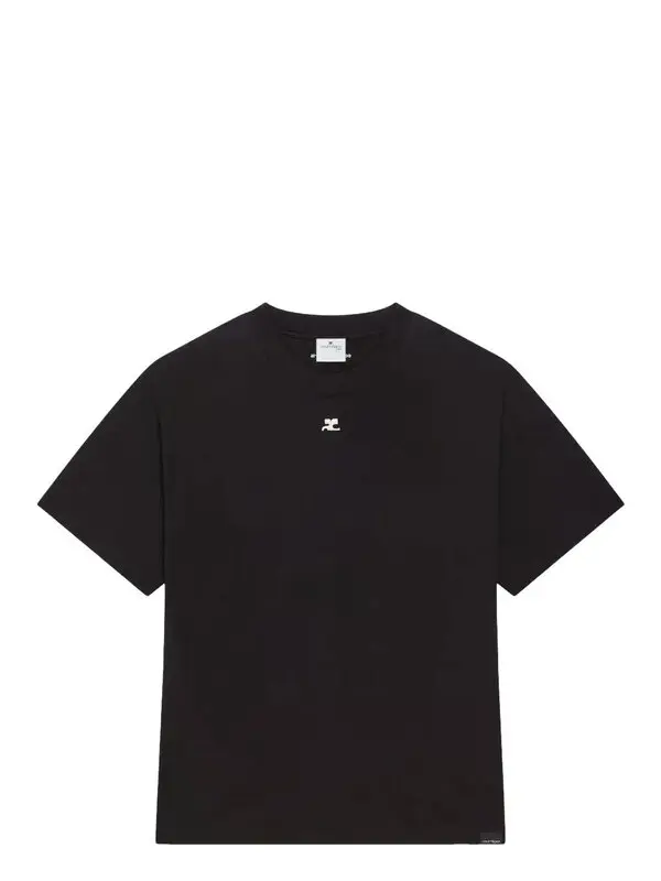 COURREGES Logo-embroidered Short-sleeve T-shirt - Black