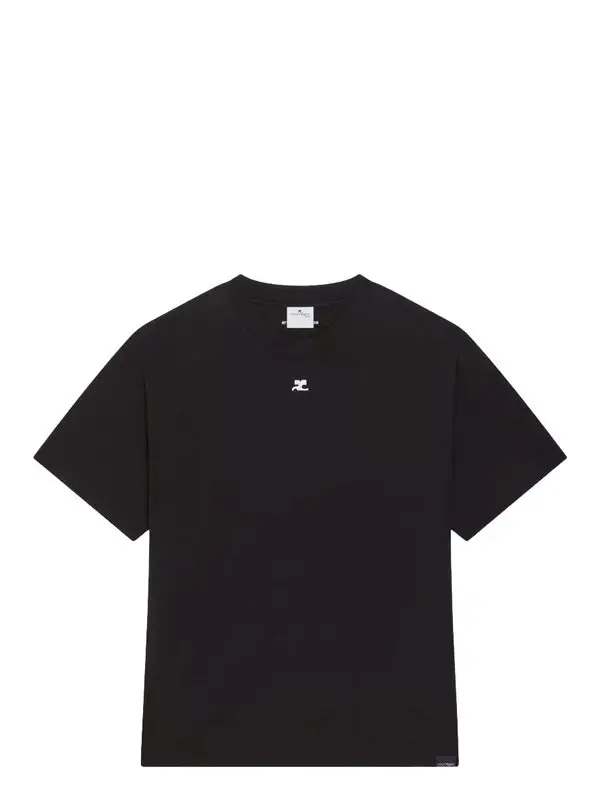 COURREGES Logo-embroidered Short-sleeve T-shirt - Black