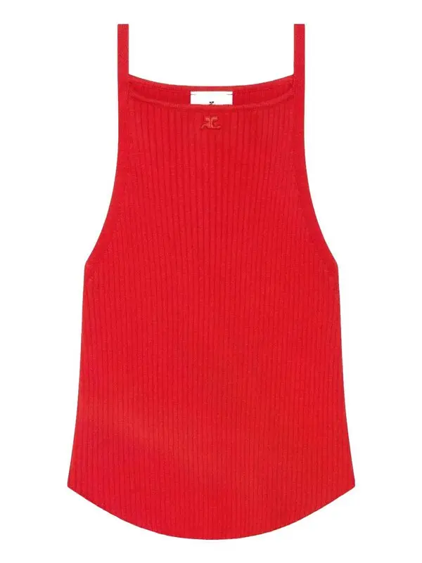 COURREGES Ribbed Halter Top - Red