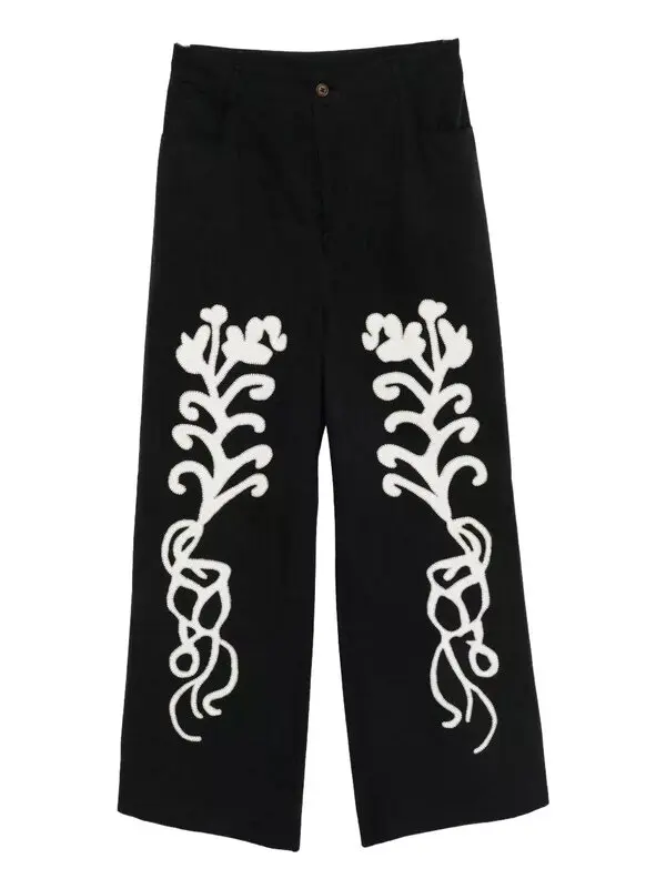 KINYAN LAM Appliqué Embroidered Straight Leg Jeans - Blue