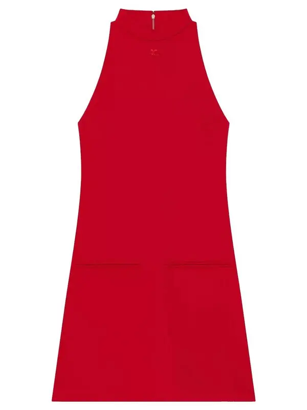 COURREGES High-neck Sleeveless Dress - Red