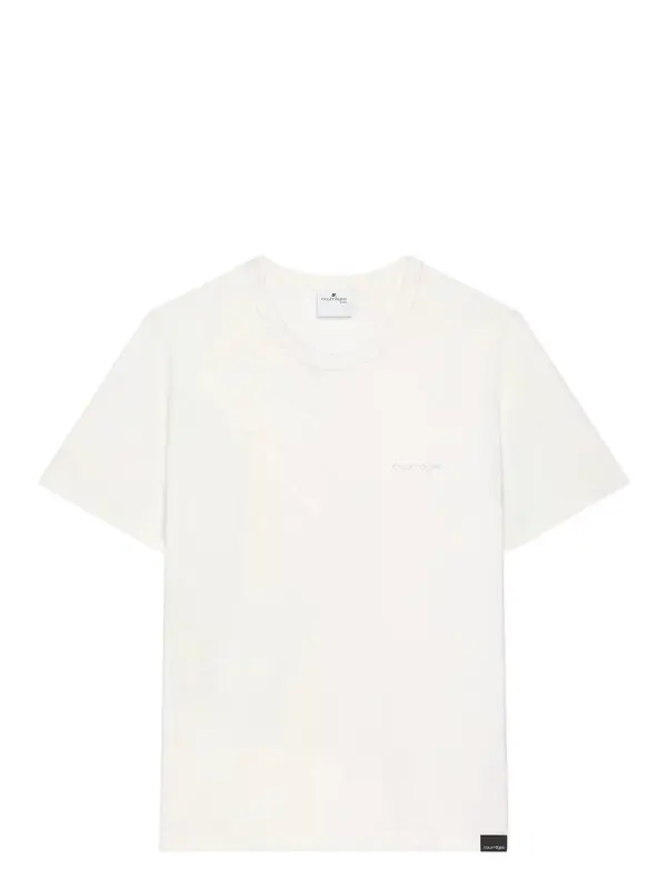 COURREGES Logo-embroidered Cotton T-shirt - White