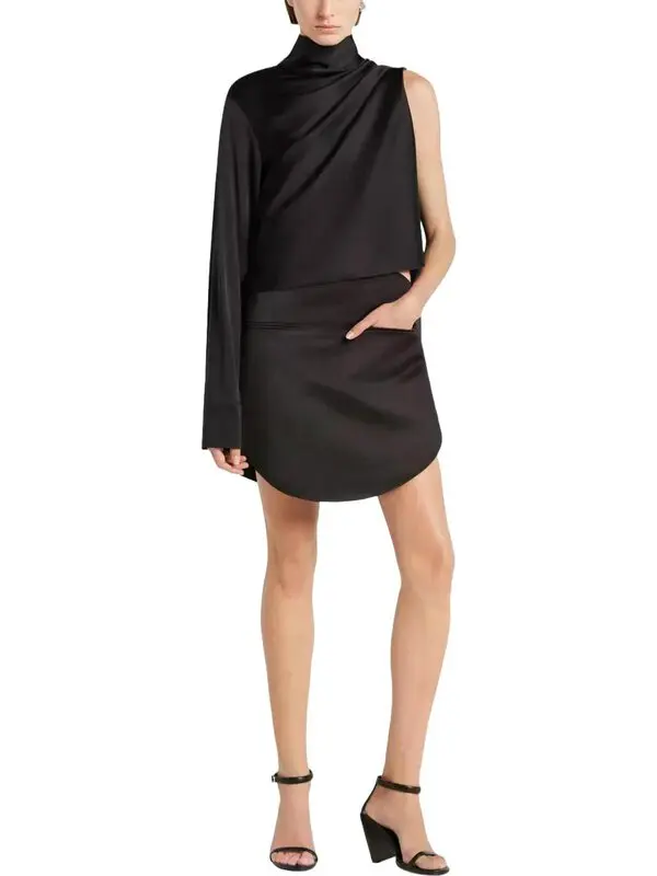 COURREGES Satin Mini Skirt - Black
