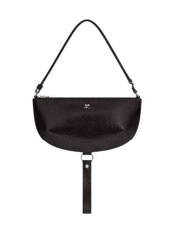 COURREGES Holy Eclipse Leather Shoulder Bag - Black