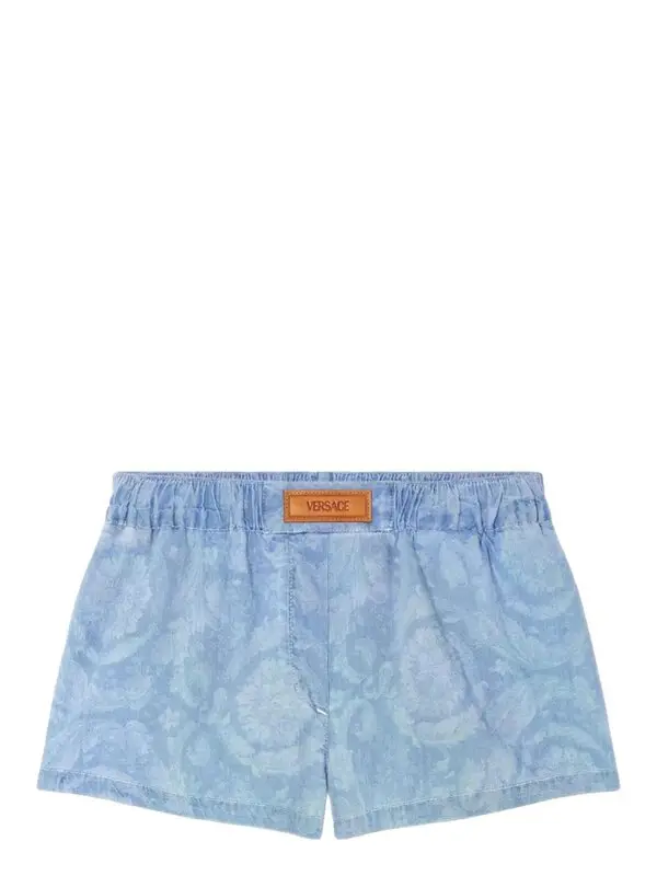 Versace Barocco Jacquard Chambray Boxer Shorts - Blue