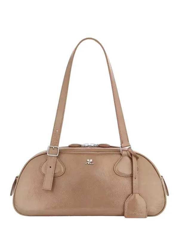 COURREGES Medium Friday Leather Shoulder Bag - Neutrals