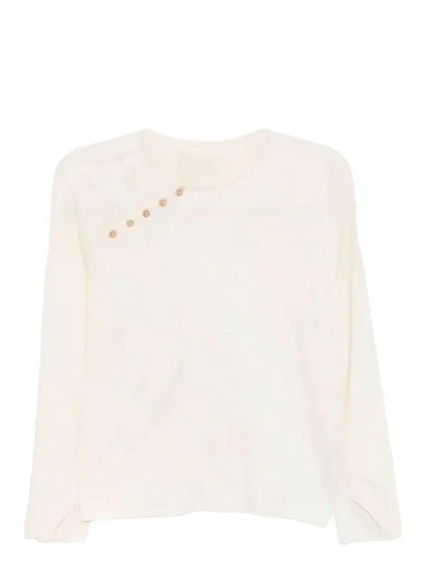 KINYAN LAM Slanted Collar Cotton Top - Neutrals