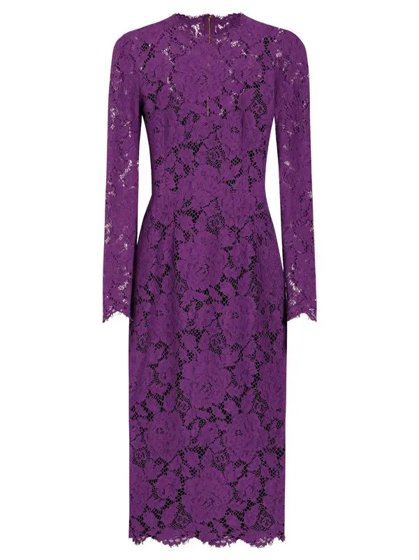 Dolce & Gabbana Cordonetto Lace Sheath Dress - Purple