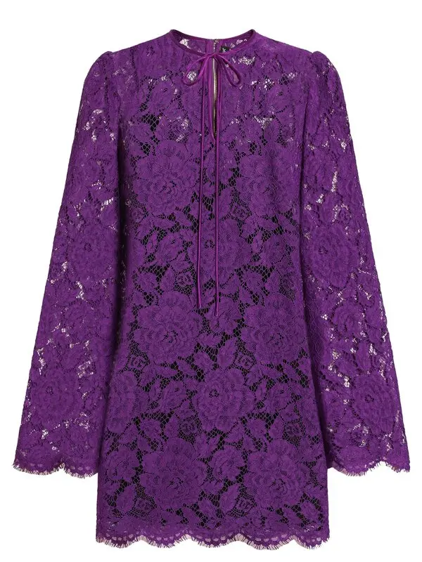Dolce & Gabbana Cordonetto Lace Mini Dress - Purple