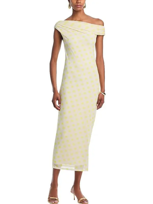 AFRM Holden Asymmetric Neck Dress - Sun Dot
