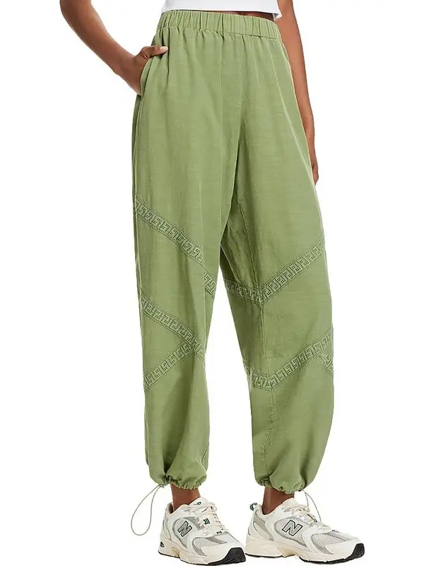 Aqua Lace Inset Cargo Pants - Olive