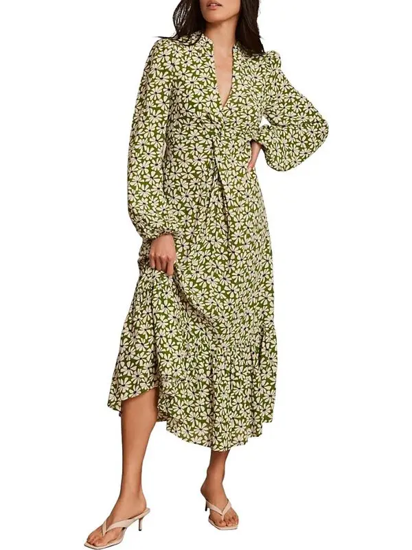 Mint Velvet Floral Print Midi Dress - Green