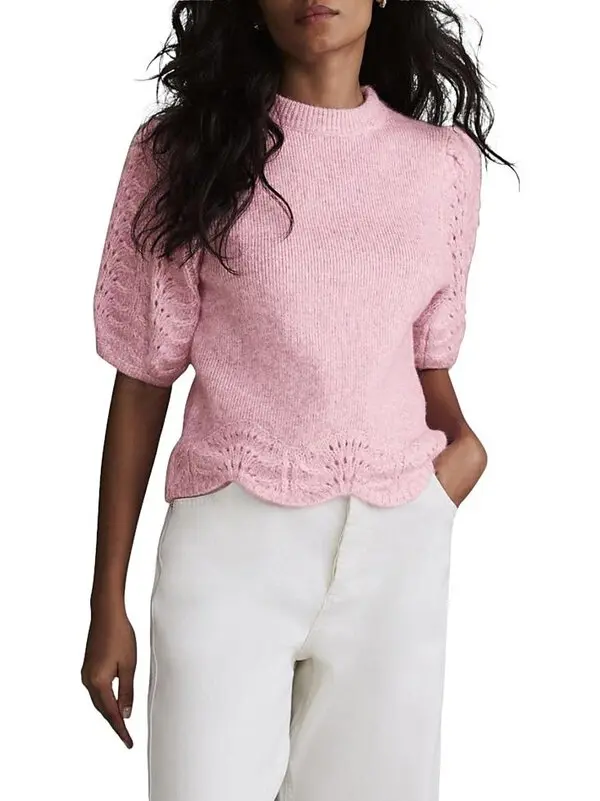 Mint Velvet Stitch Sleeve Knit Top - Pink