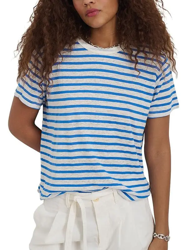 ALEX MILL Garcon Tee - Blue/off White
