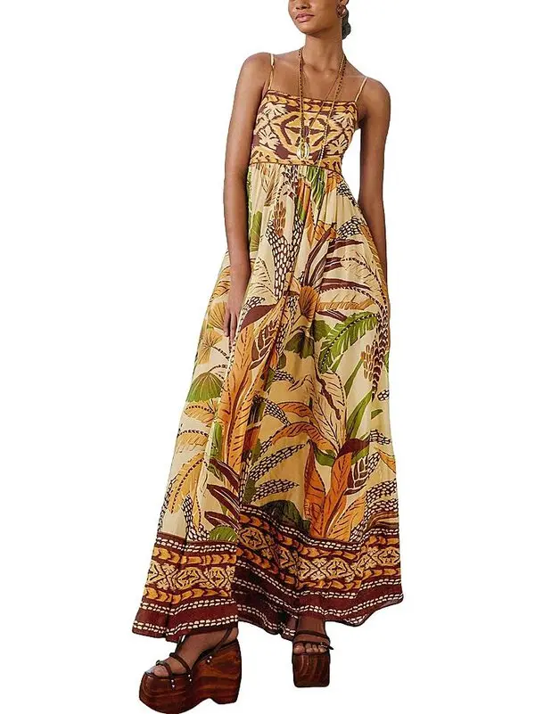 Farm Rio Maxi Dress - Foliage Sketch Sand