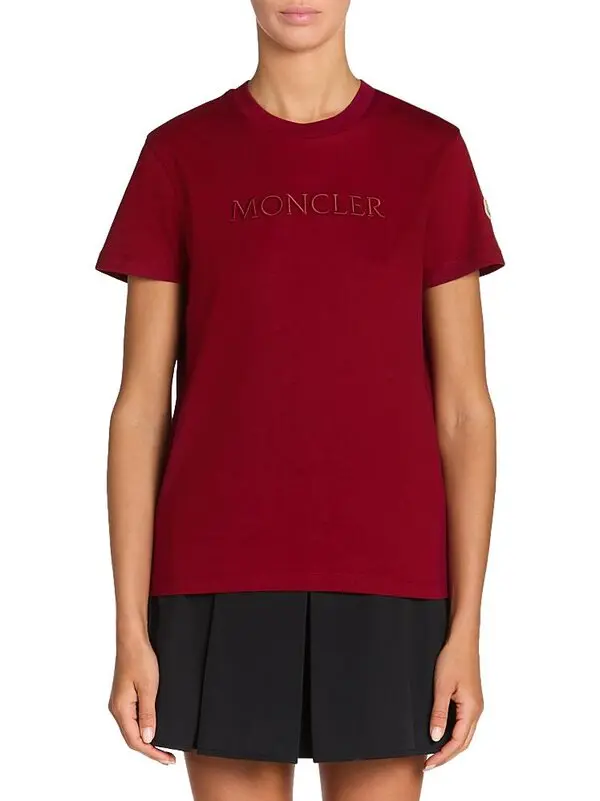 Moncler Embroidered Logo Tee - Red