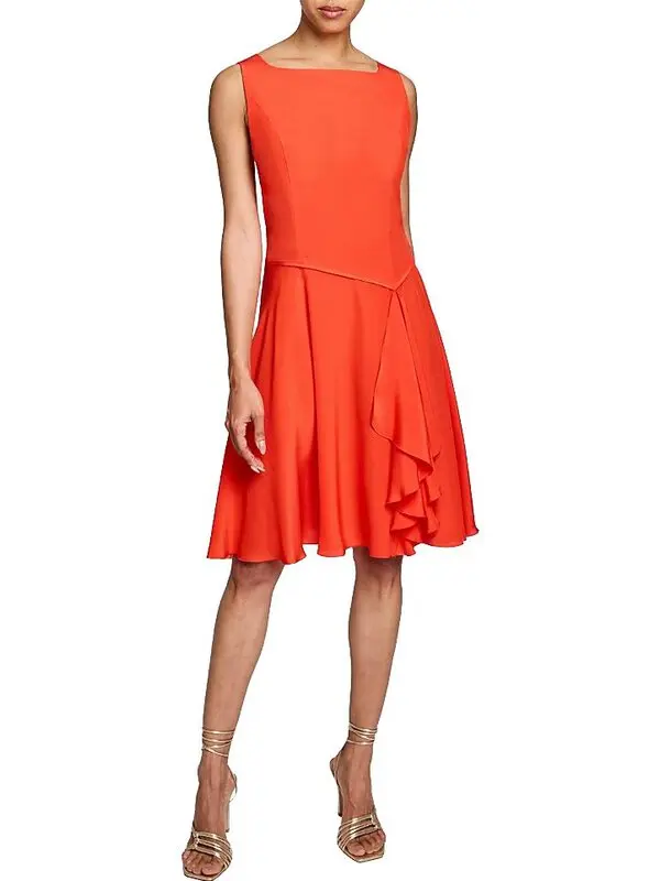 Santorelli Emmy Sleeveless Ruffled Dress In Silk Crepe De Chine - Poppy