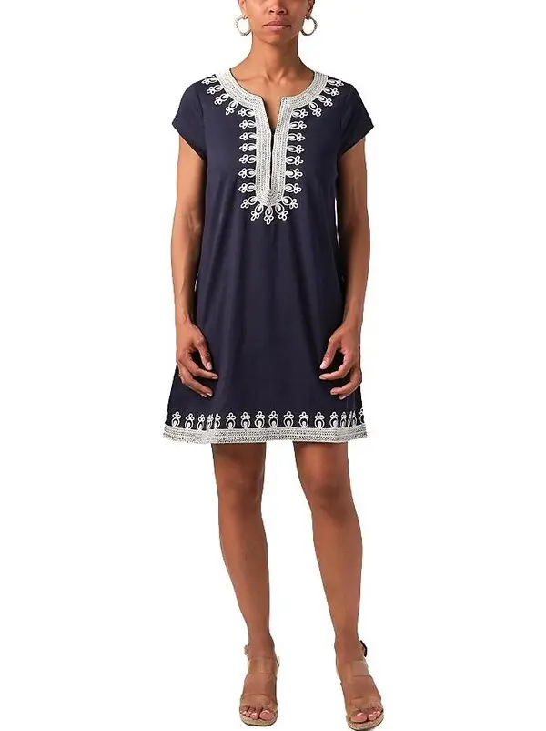 Calypso St. Barth Rowena Dress - Navy/ White