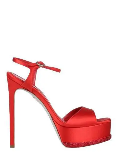 Rene Caovilla Slingback Platform Stiletto Sandals - Red