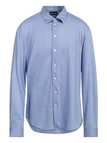 Emporio Armani Shirt Azure Size Virgin Wool, Lyocell - Blue