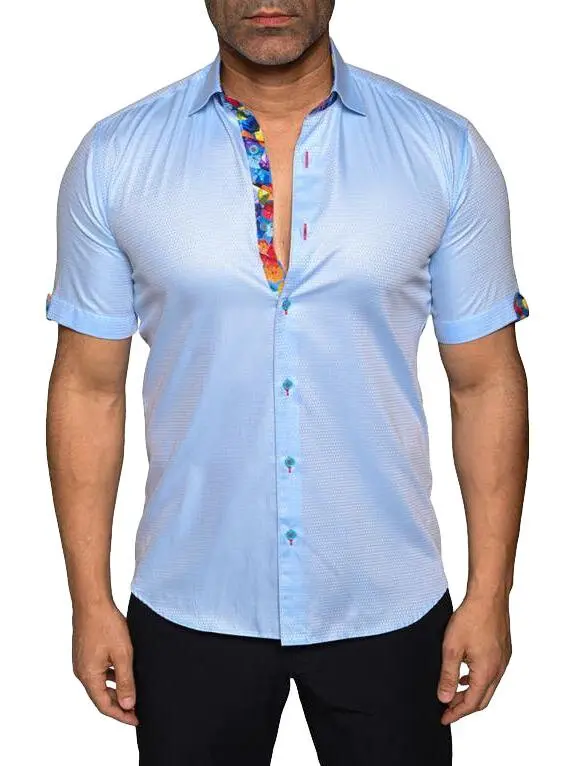 MACEOO Galileo Resistance Short Sleeve Button-up Shirt - Blue