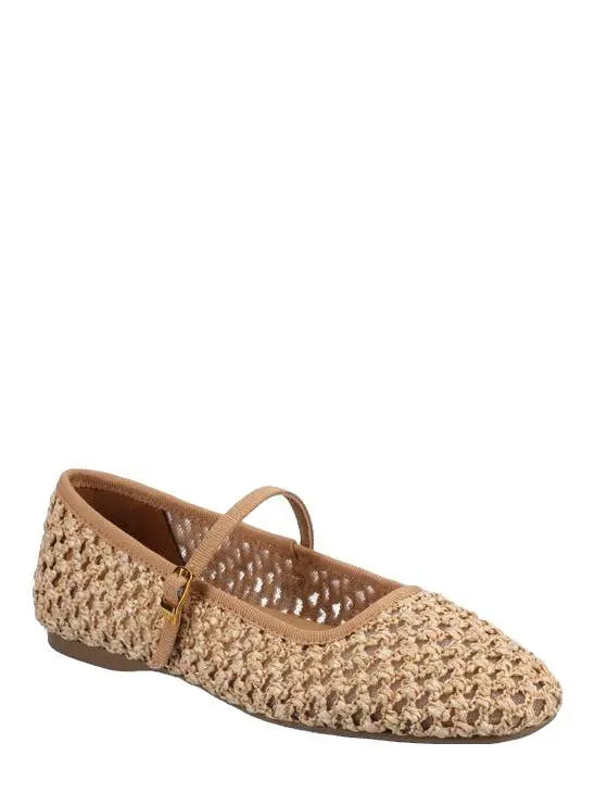 BIRDIES The Hummingbird Mary Jane Openweave Flat - Tan