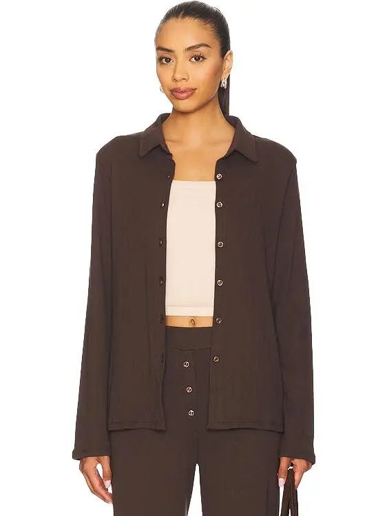 VIR VITA Eloise Pointelle Shirt - Brown