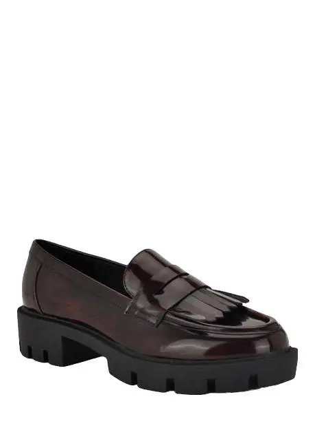 Nine West Missa Platform Lug Loafer - Dark Red 600