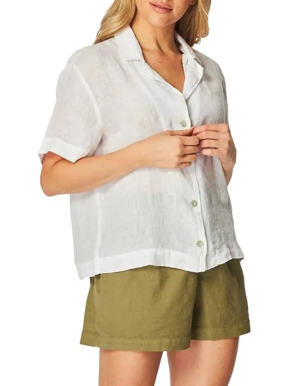 Bella Dahl Boxy Linen Camp Shirt - White