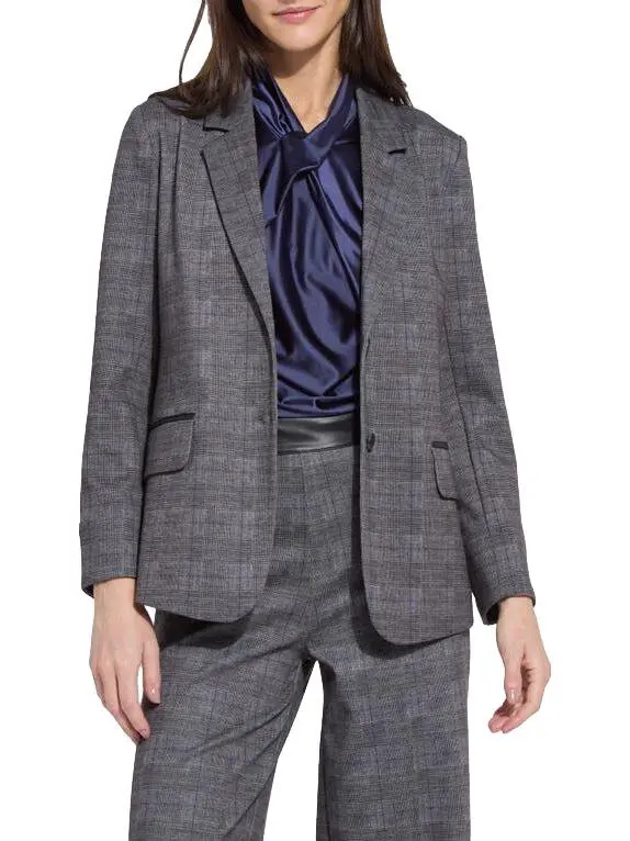 Lyssé Everest Jacquard Ponte Blazer - Charcoal Glen Plaid