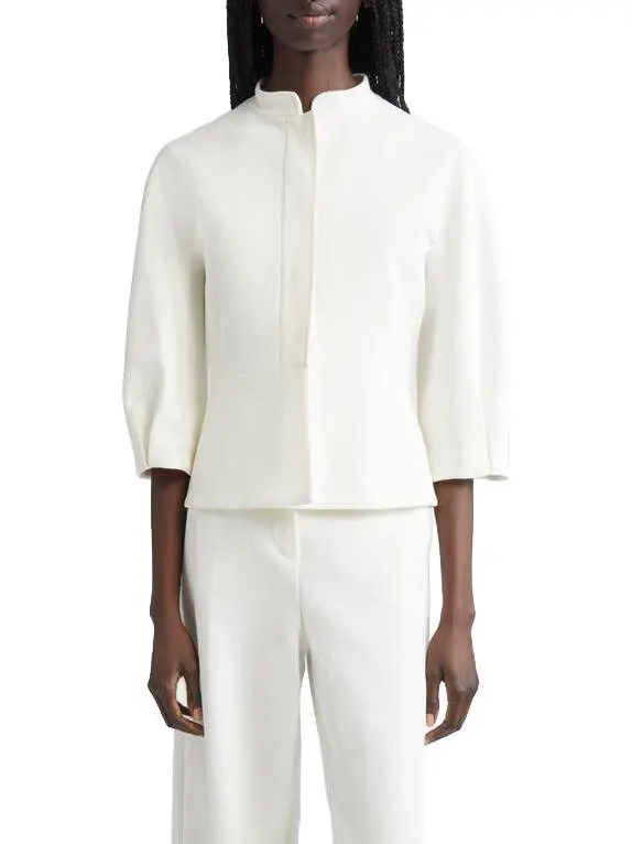 Max Mara Nastro Knit Peplum Jacket - White