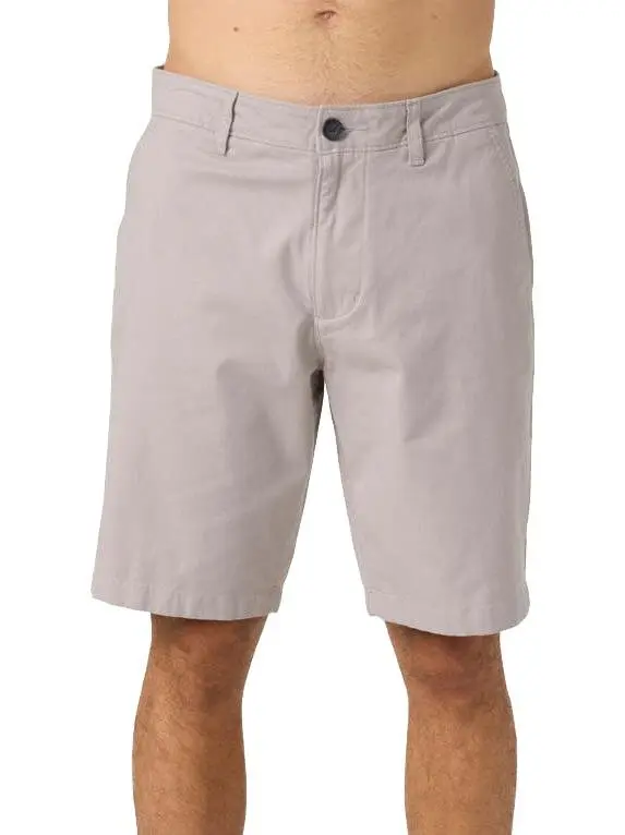 O'Neill Jay Flat Front Stretch Cotton Chino Shorts - Light Grey