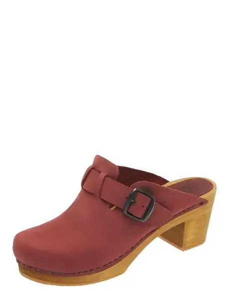 SANITA Maulo Leather Clogs - Deep Red