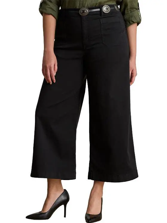 Ralph Lauren Patch Pocket Crop Wide Leg Twill Chinos - Black