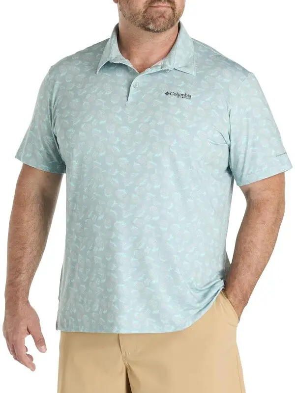 Columbia Big & Tall Pfg Super Slack Tide Ii Stretch Polo Shirt - Crushed Blue