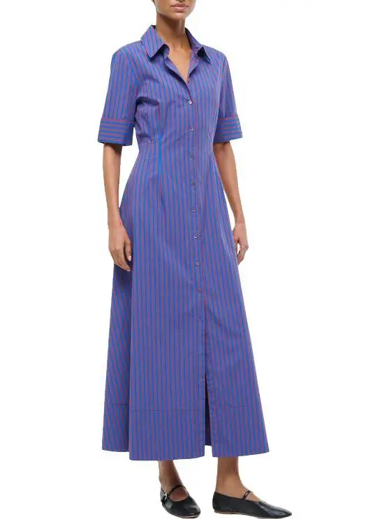 Staud Joan Stripe Maxi Shirtdress - Atlas Stripe