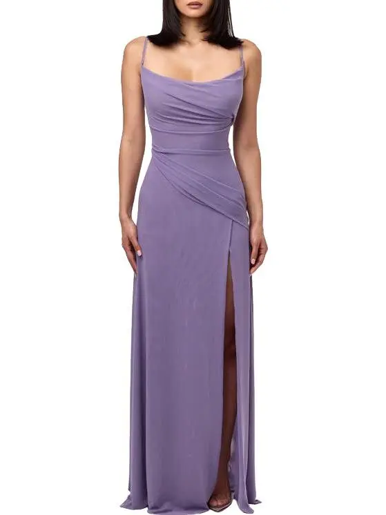 Naked Wardrobe Mesh Overlay Maxi Dress - Lavender