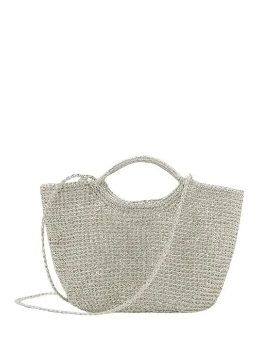 Mango Woven Tote Bag - Silver