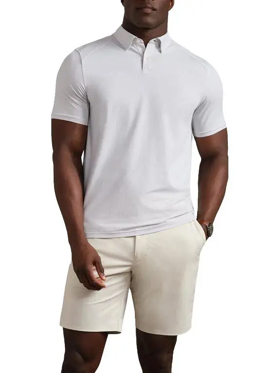 RHONE Commuter Slim Fit Performance Polo - Sleet Gray Micro Grid